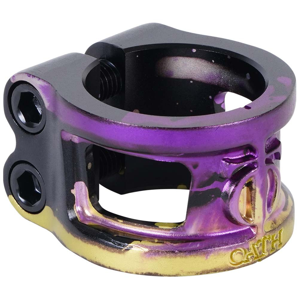 Oath Cage V2 Alloy 2 Bolt Clamp - Black/Purple/Yellow - Clamp ...